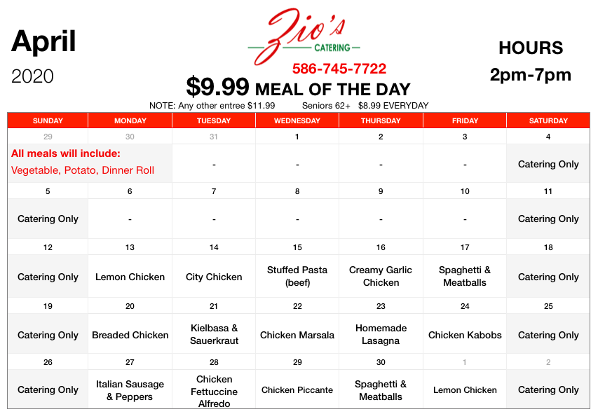 Request a Date - Zio's Catering